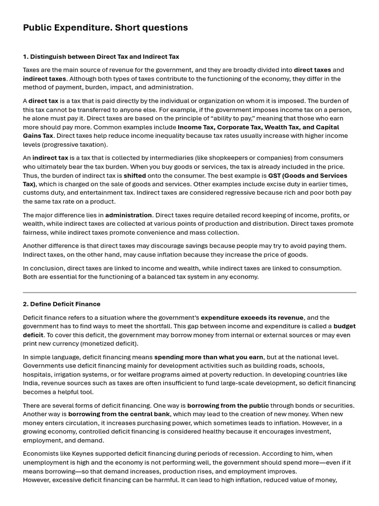 Understanding Public Expenditure Types | PDF | Taxes | Deficit Spending