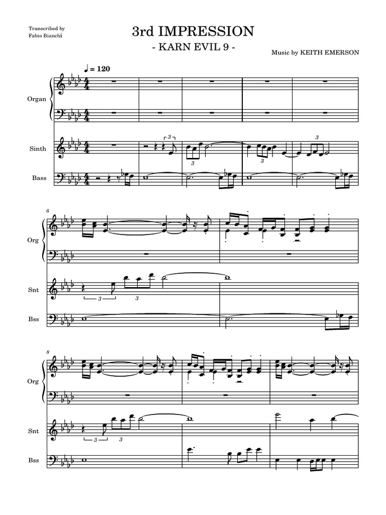 Karn Evil 9 - 3rd Impression Sheet Music | PDF | British Rock Songs ...