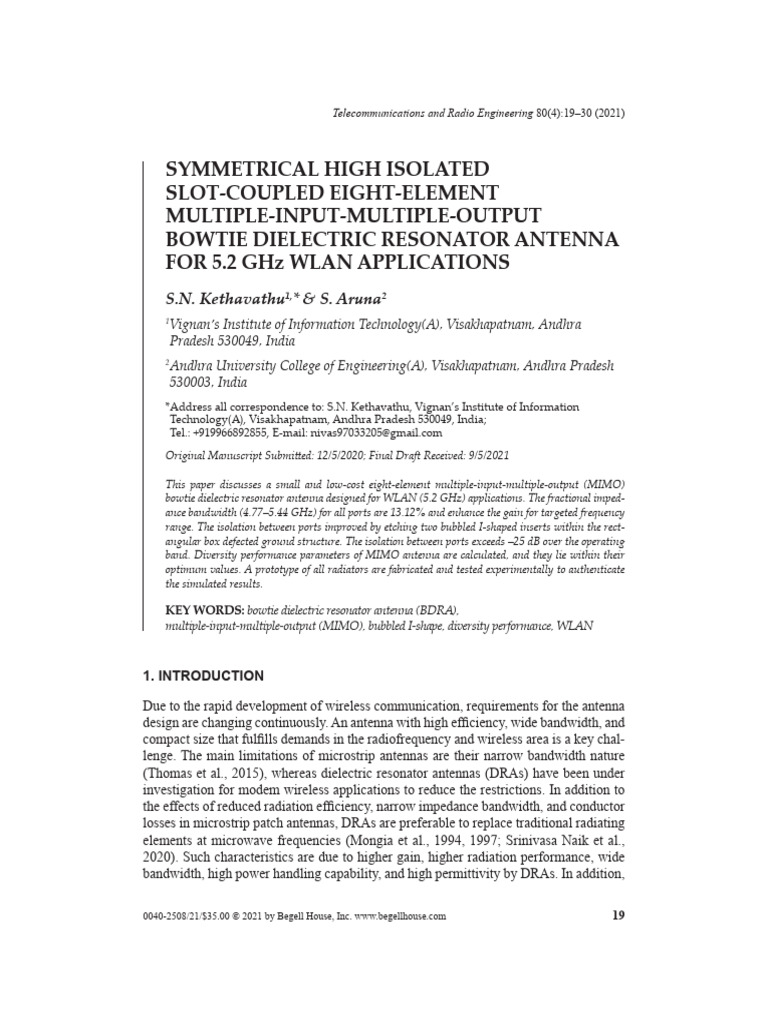 SYMMETRICAL HIGH ISOLATED SLOT-COUPLED | PDF | Antenna (Radio) | Mimo