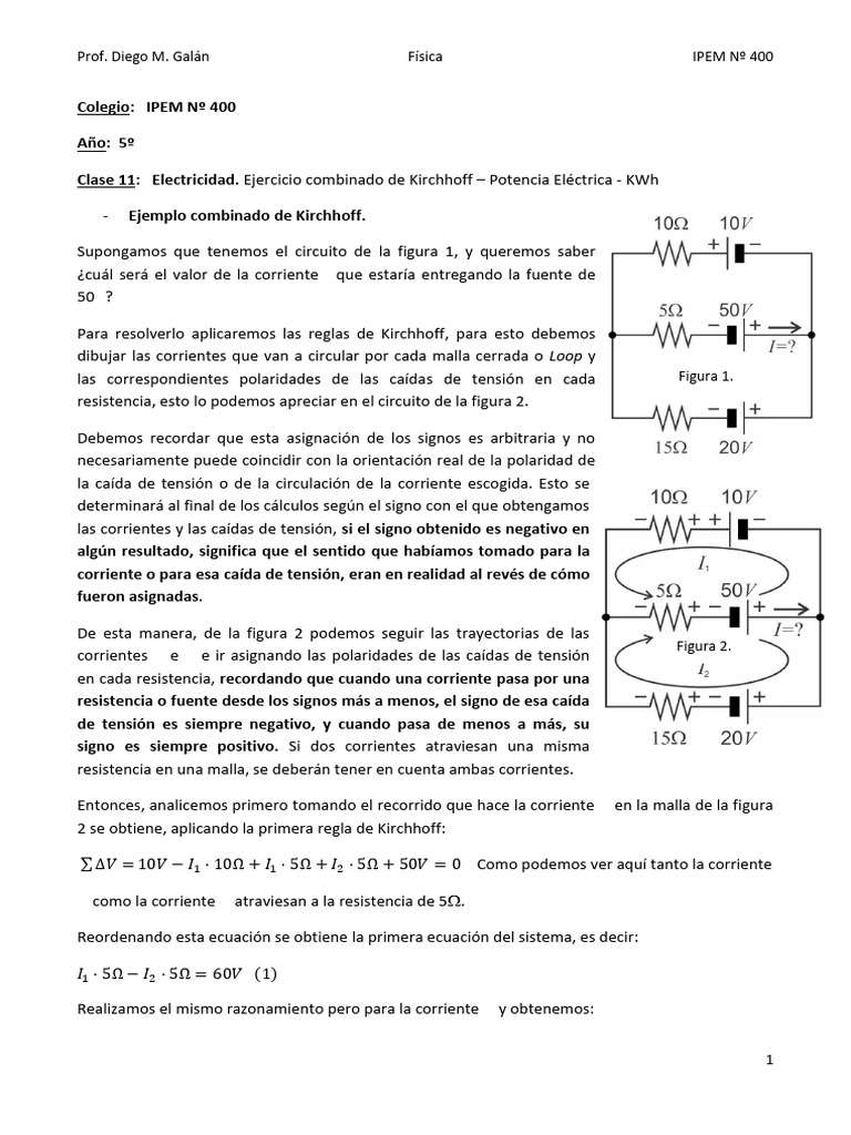 Clase 11 - Kirchhoff - Potencia - KWh | PDF | Corriente eléctrica ...