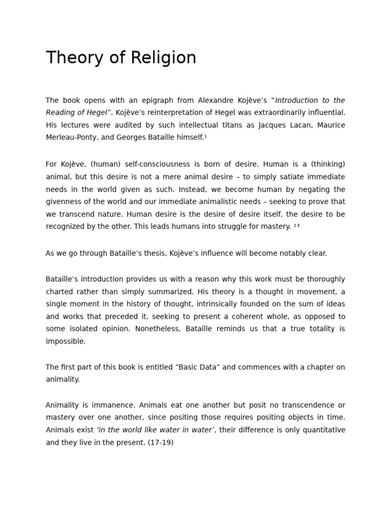 OUTLINE - Theory of Religion | PDF | Divinity | Transcendence (Religion)
