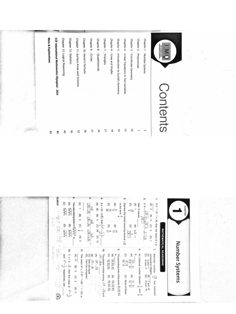 MTG Grade 9 International Maths Olympiad | PDF