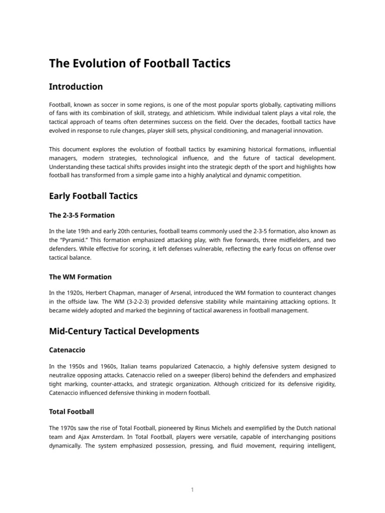 Evolution of Football Tactics Explained | PDF | Defender (Association ...