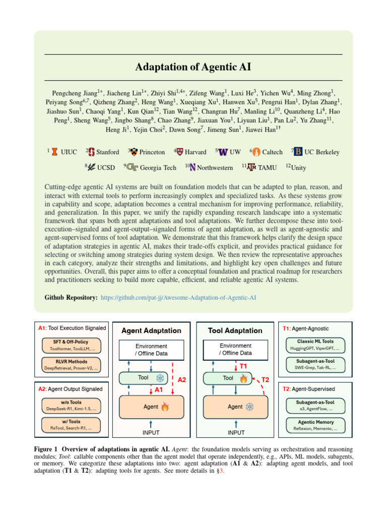 Adaptation of Agentic AI: Agent Adaptation Tool Adaptation | PDF ...