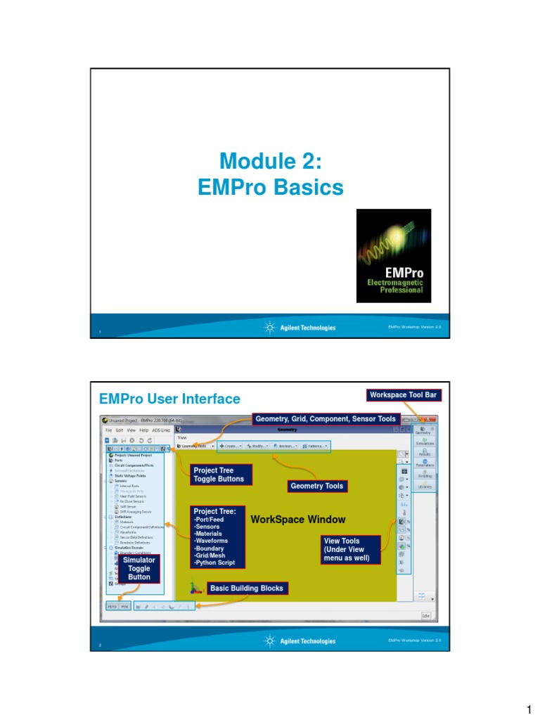 EMPro Workshop - Module2 - EMPro Basics Version 2.0 | PDF | Computer Aided Design | 2 D Computer ...