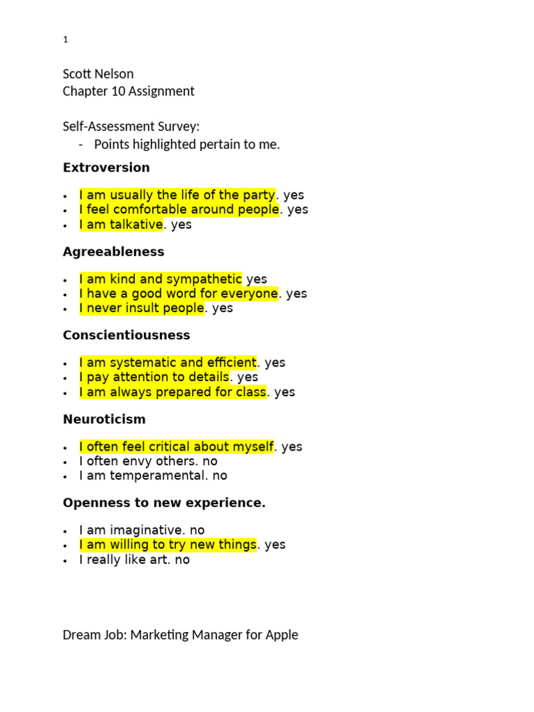 Scott Nelson-Chapter 10 Assignment | PDF