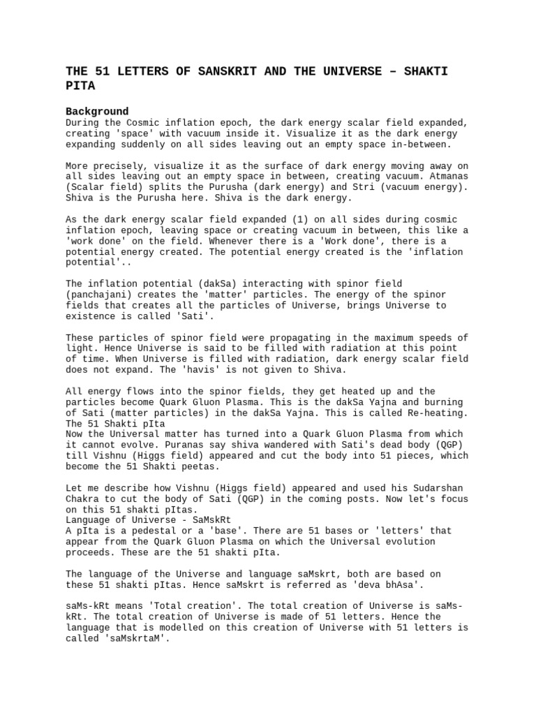 The 51 Letters of saMskRt and Universe - Shakti Pita | PDF | Elementary ...