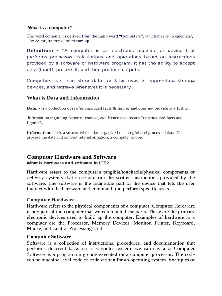 BSCS ICT 1st semester | PDF | Random Access Memory | Computer Data Storage