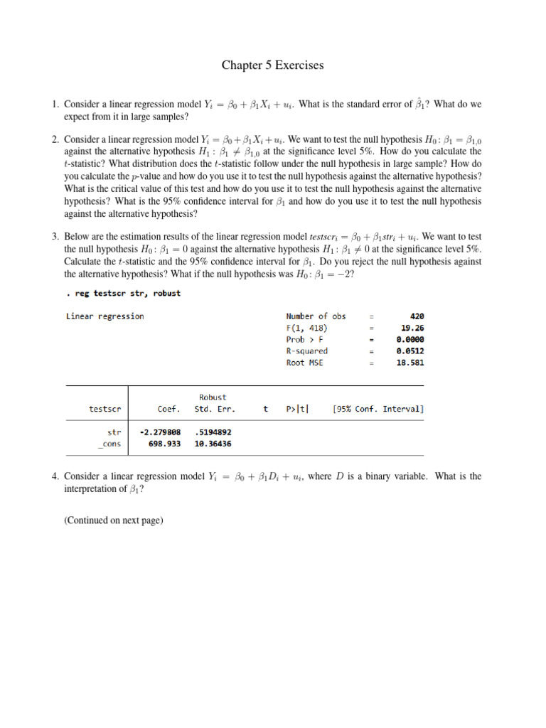 Linear Regression Analysis Exercises | PDF | Regression Analysis ...