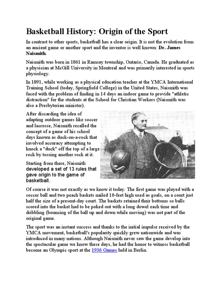 Basketball History ASSIGNMENT | PDF | Athletic Sports | Sports Rules ...