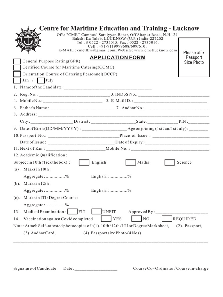 Cmet - GPR - CCMC Application Form | PDF