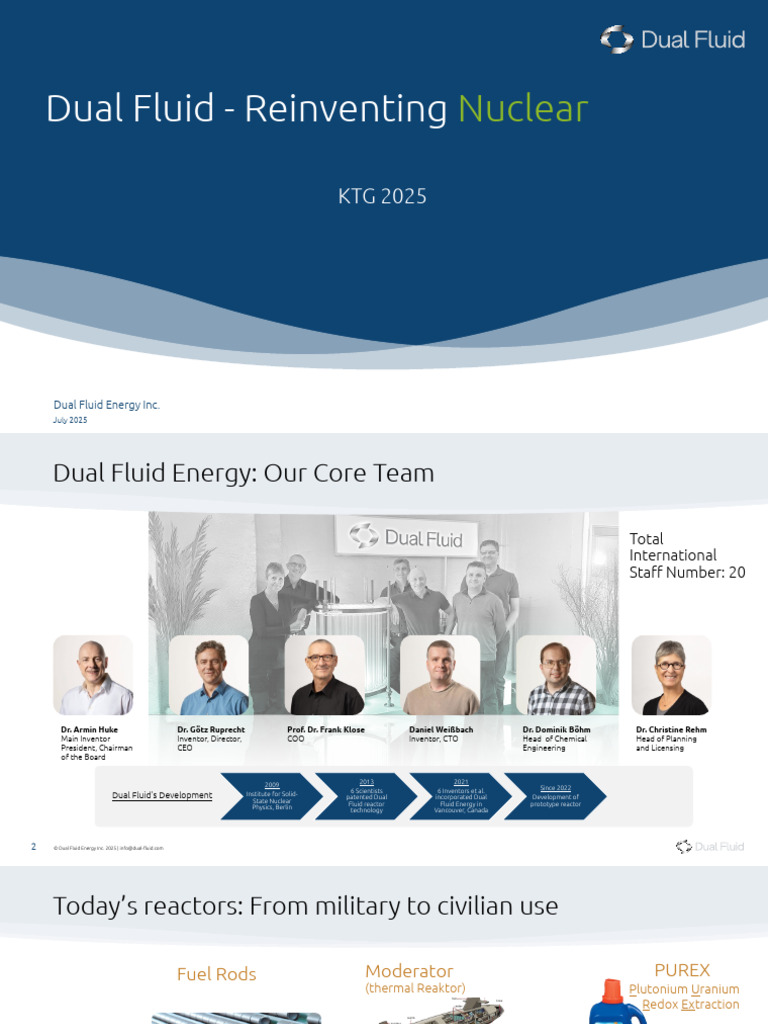 Dual Fluid - Reinventing Nuclear - July 2025 | PDF | Nuclear Reactor ...