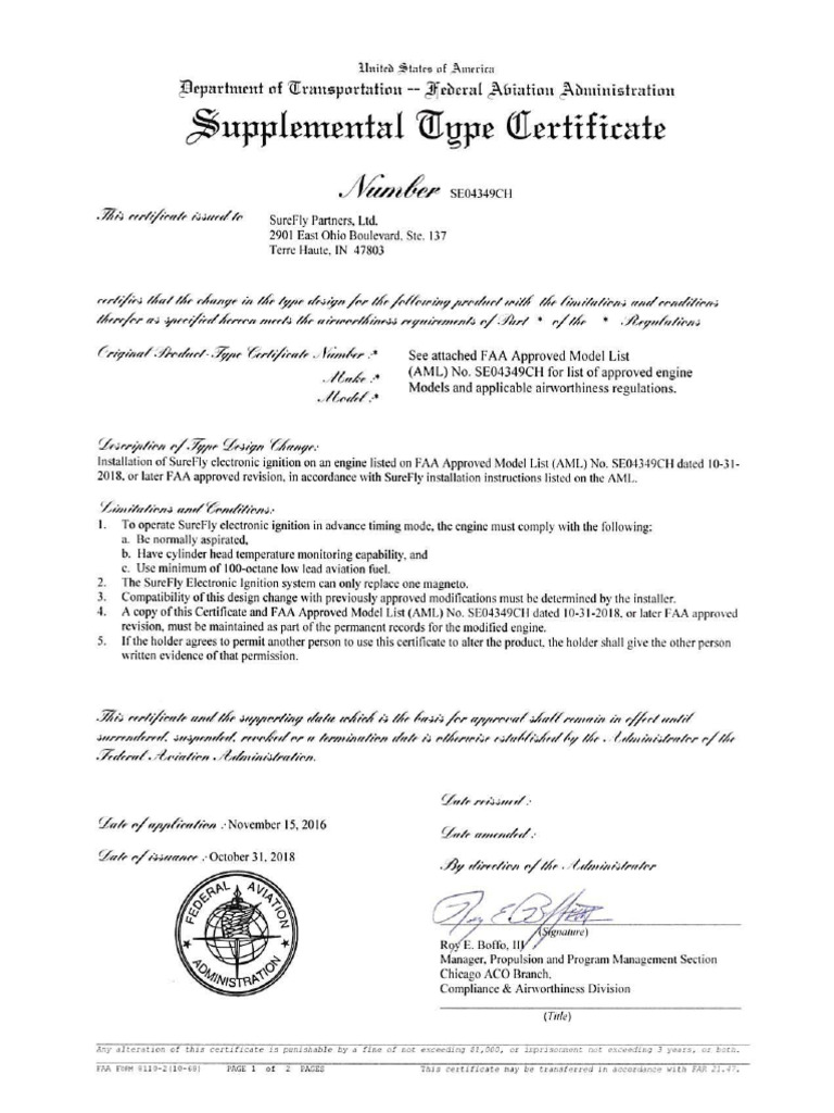 SureFly Engine STC | PDF | Aviation | Aerospace