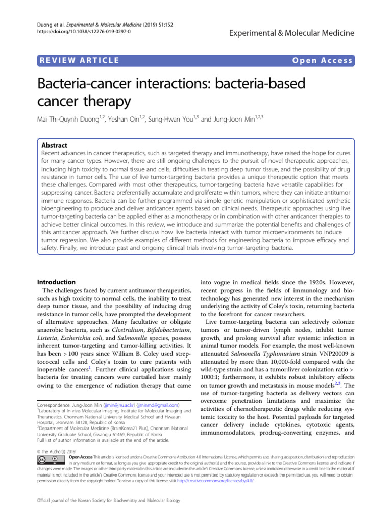 Bacteria Cancer Interactions Bacteria Based Cancer Therapy | PDF ...