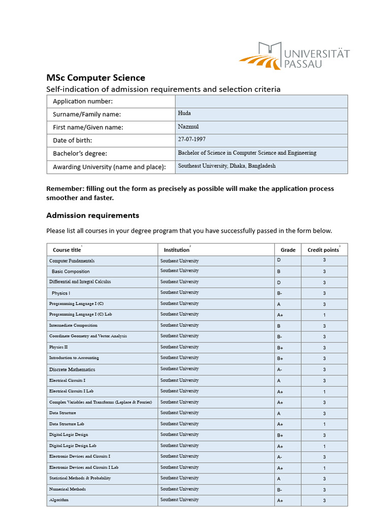 MSc Computer Science Self-Indication 2026 | PDF | Computer Programming ...