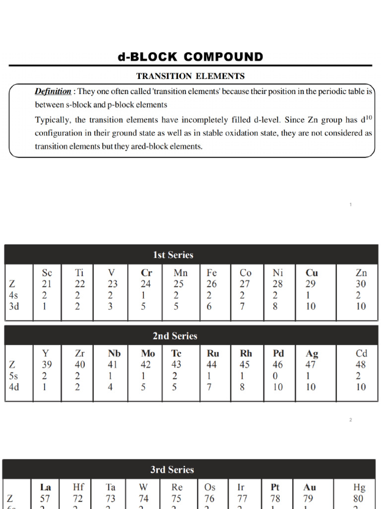 d block | PDF | Chemistry | Chemical Substances