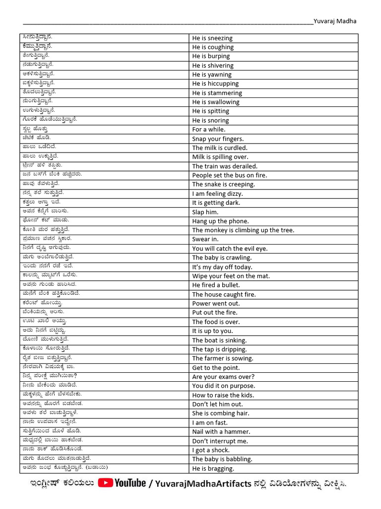 Common English Phrases Translated | PDF
