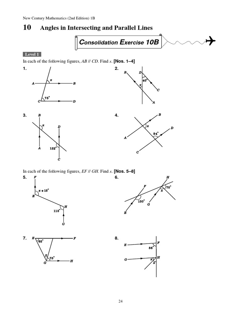 Angles in Intersecting Lines Exercises | PDF