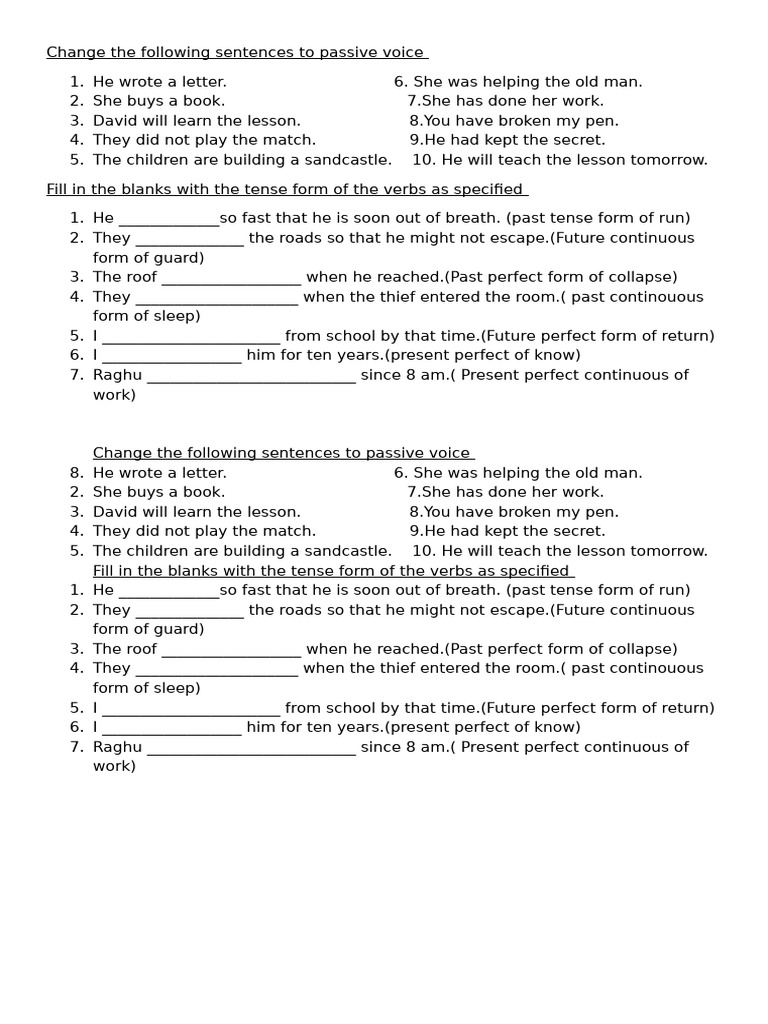 Passive Voice and Verb Tense Exercises | PDF