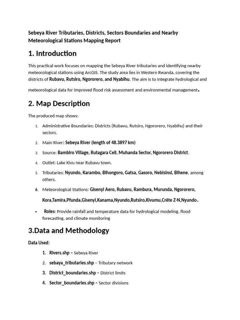 Sebeya River Mapping and Meteorology Report | PDF | Arc Gis | Meteorology