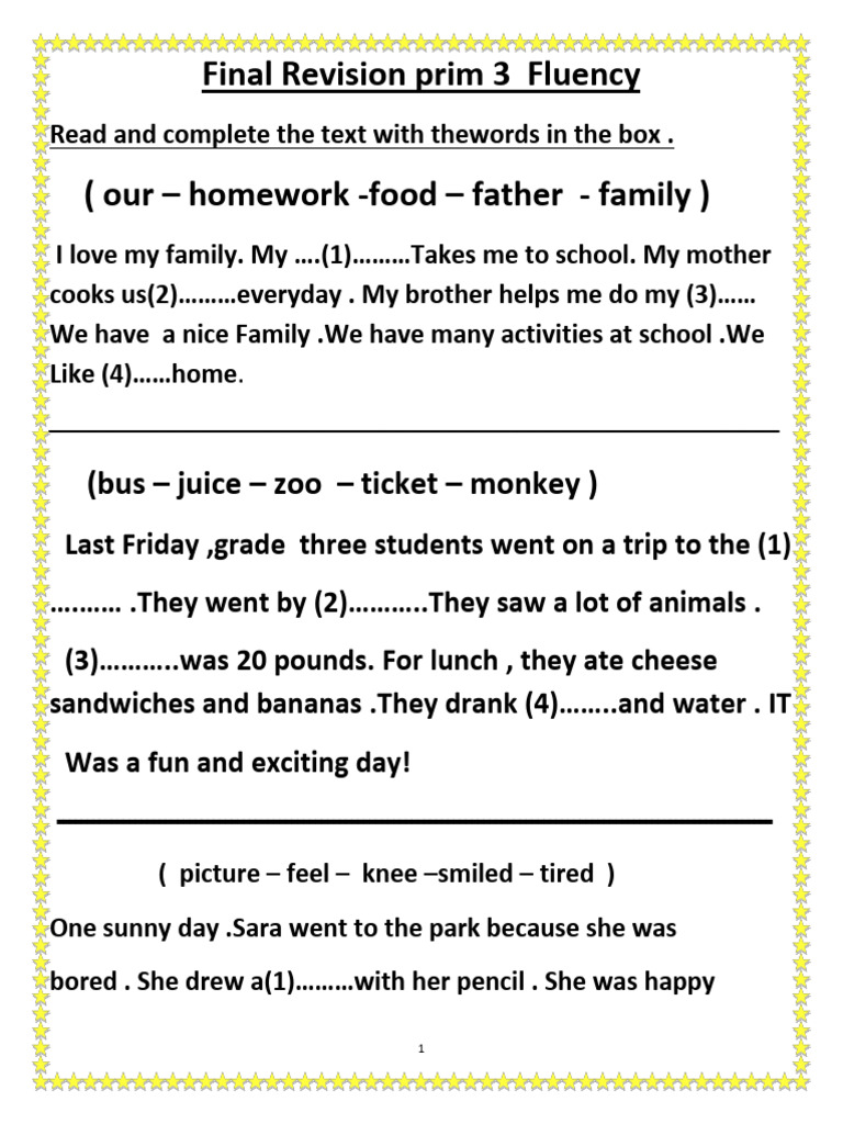 Grade 3 Fluency Practice Exercises | PDF