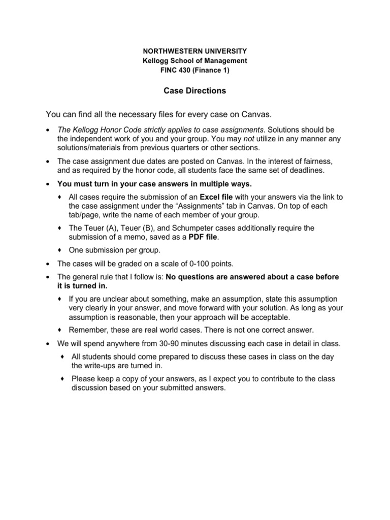 Overall Case Instructions | PDF