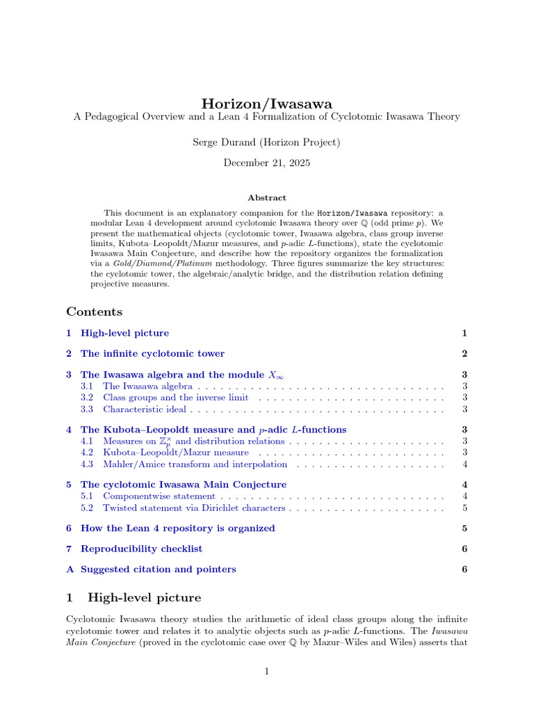 Cyclotomic Iwasawa Theory in Lean 4 | PDF | Discrete Mathematics ...