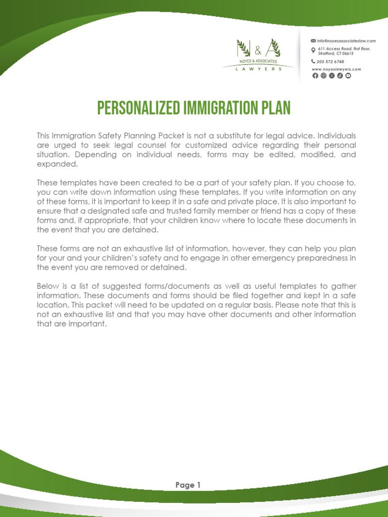 Immigration Safety Planning Packet | PDF | Passport | Government And ...