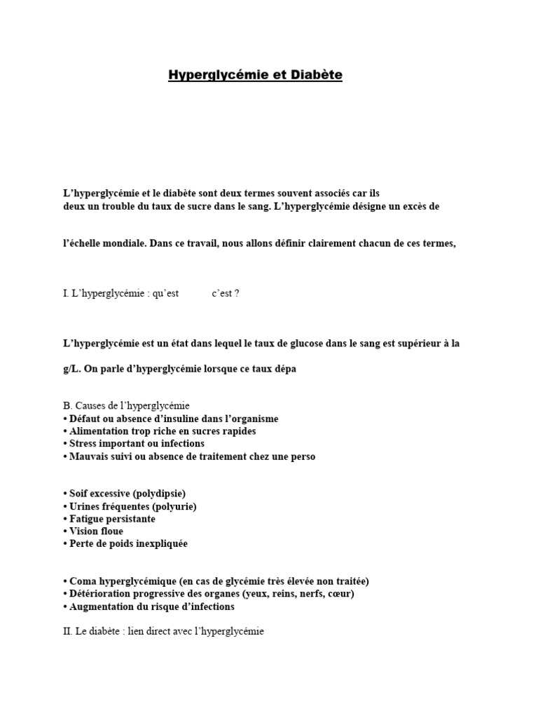 Hyperglycémie et Diabète : Comprendre les Liens | PDF | Hyperglycémie ...