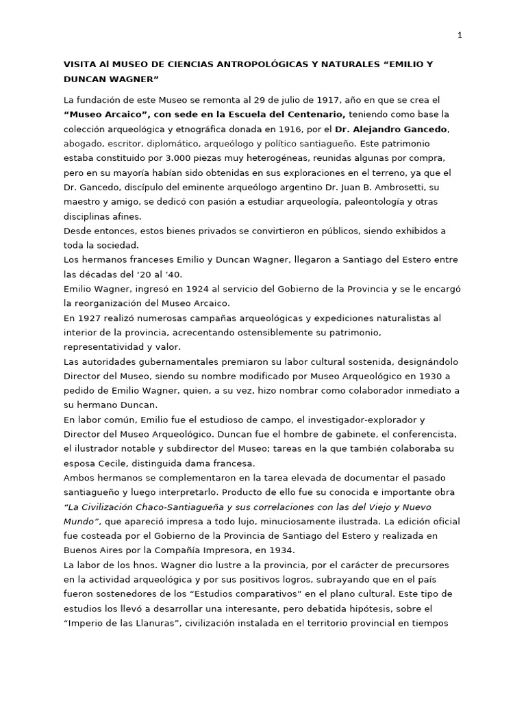 Museo Wagner: Historia y Fauna Fósil | PDF