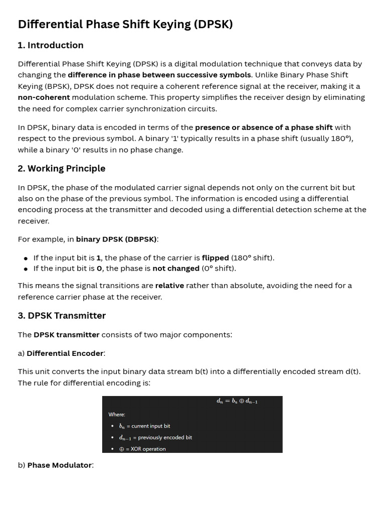 Differential Phase Shift Keying (DPSK) | PDF | Information And ...