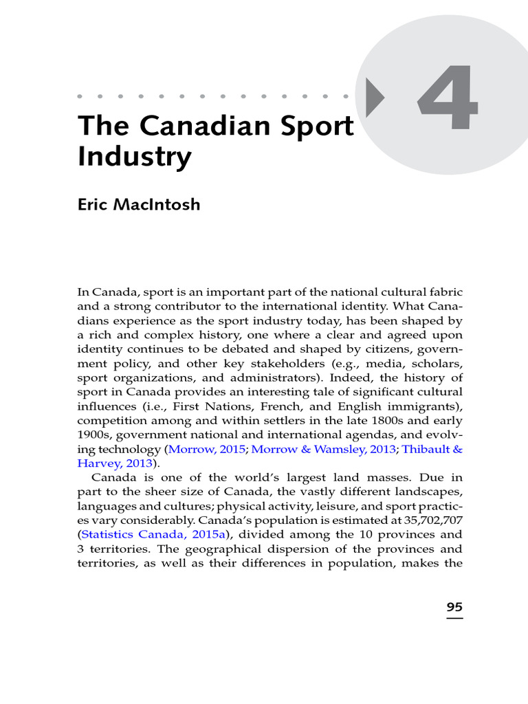 MacIntosh 2018 The Canadian Sport Industry | PDF | Canada | Sports