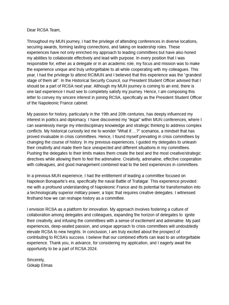 Application for RCSA President Officer | PDF