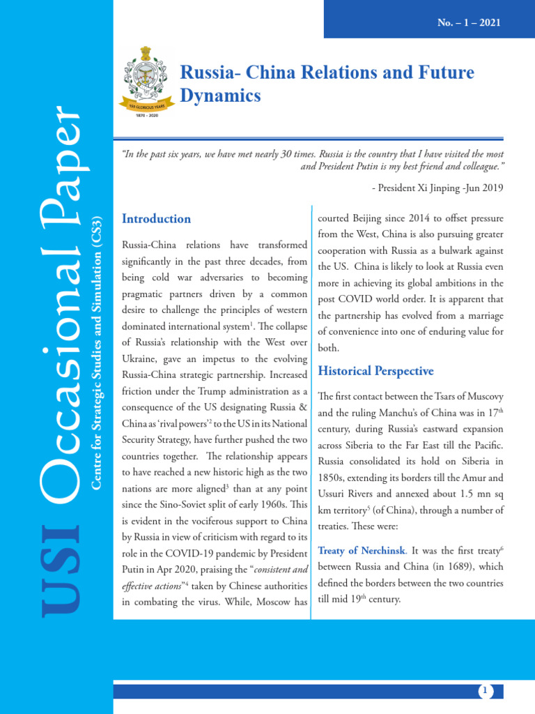 Russia-China Relations: A Strategic Shift | PDF | World Politics | Russia