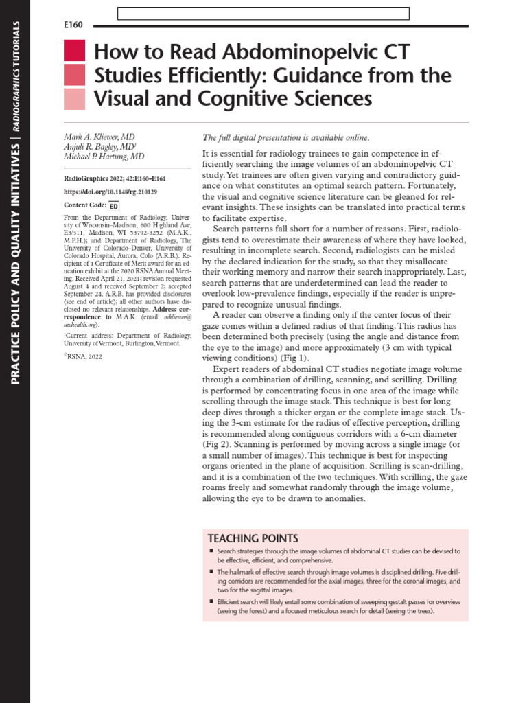 Efficient Abdominopelvic CT Reading Techniques | PDF | Radiology | Imaging