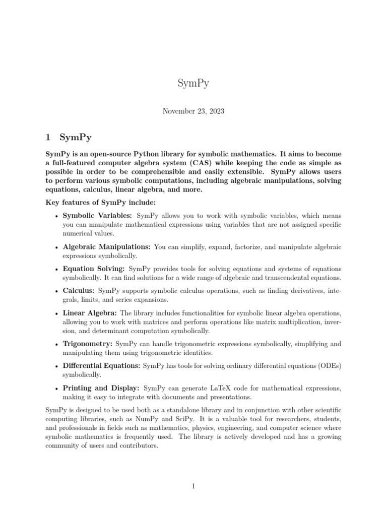 SymPy | PDF | Integral | Algebra