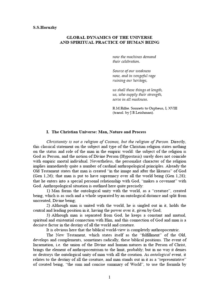 Global Dynamics of The Universe and Spiritual Practice of Human Being ...