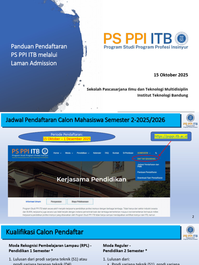 Panduan-Pendaftaran-PSPPI-ITB | PDF