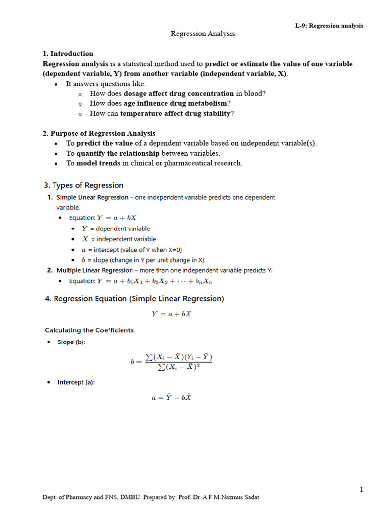 L-9 Regression Analysis | PDF | Regression Analysis | Dose (Biochemistry)