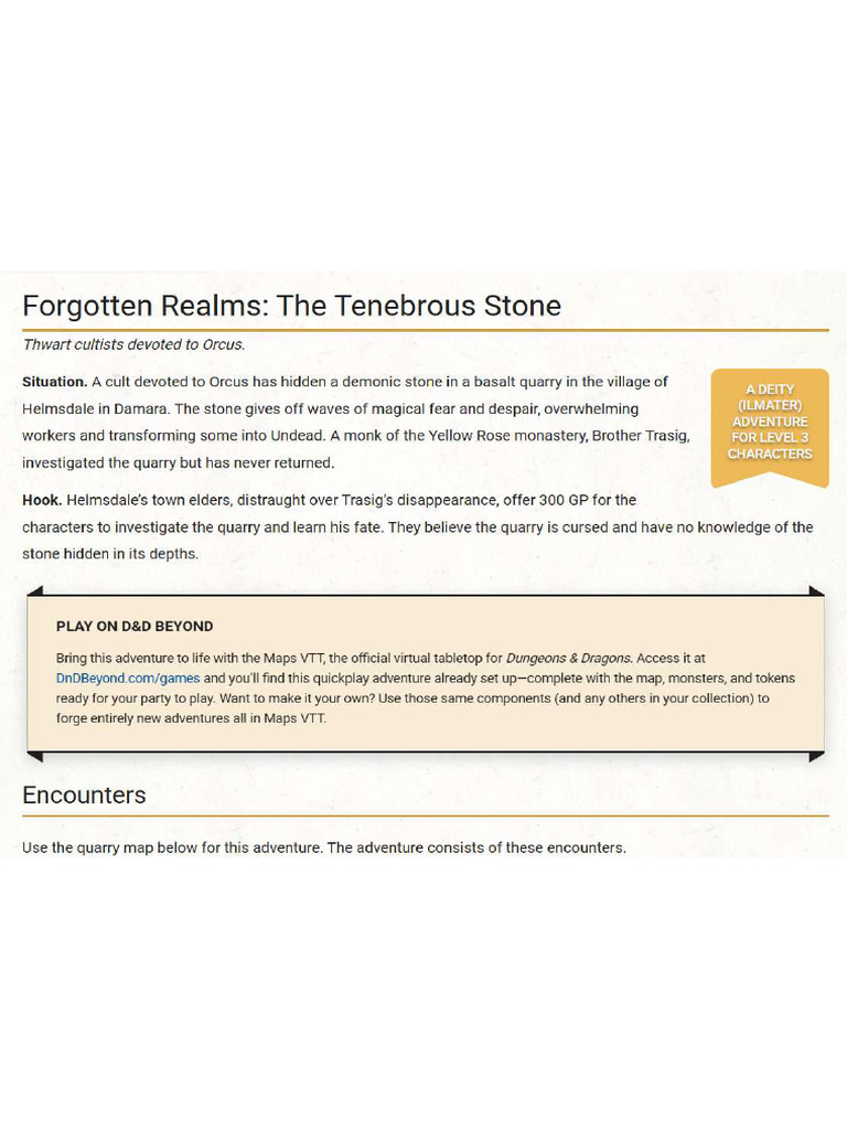 Forgotten Realms The Tenebrous Stone | PDF