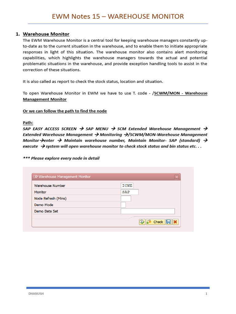 Notes 15 Warehouse Monitor | PDF