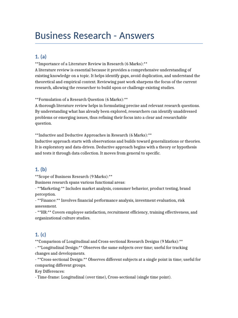 Business Research Answers | PDF
