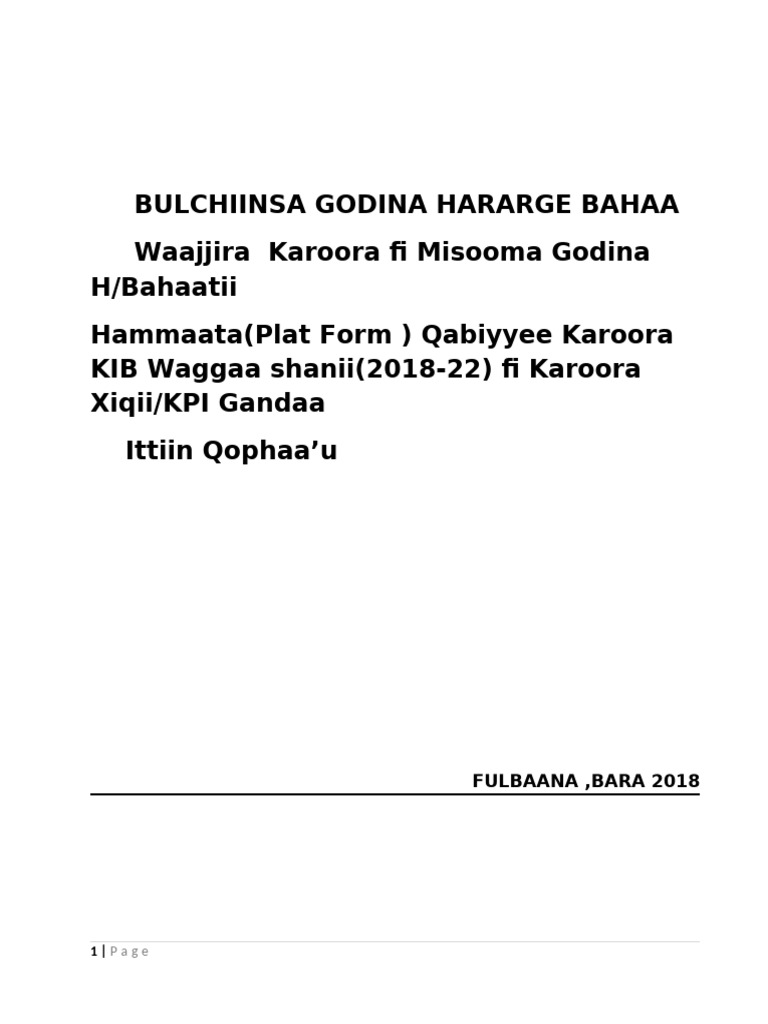 Sample fi Qabiyyee Karoora KIB W5(2018-22) MH,Gandoota | PDF