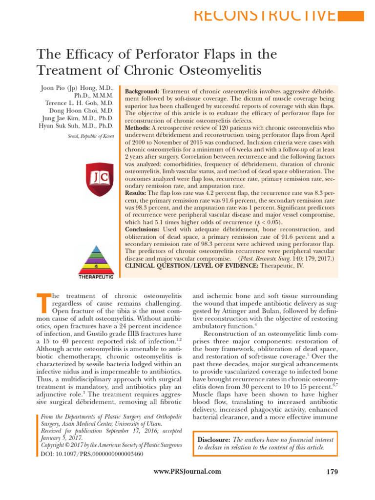 Perforator Flaps for Chronic Osteomyelitis | PDF | Surgery | Surgical ...