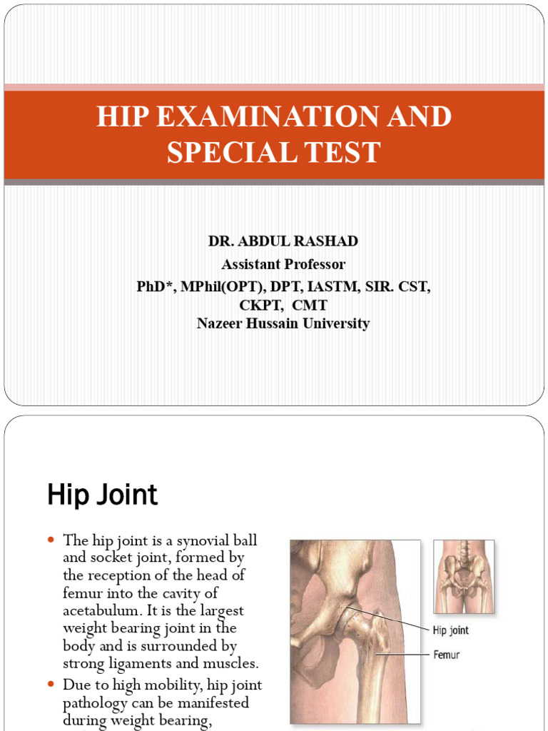 LEC.11. Hip Joint Special Tests | PDF | Hip | Pelvis