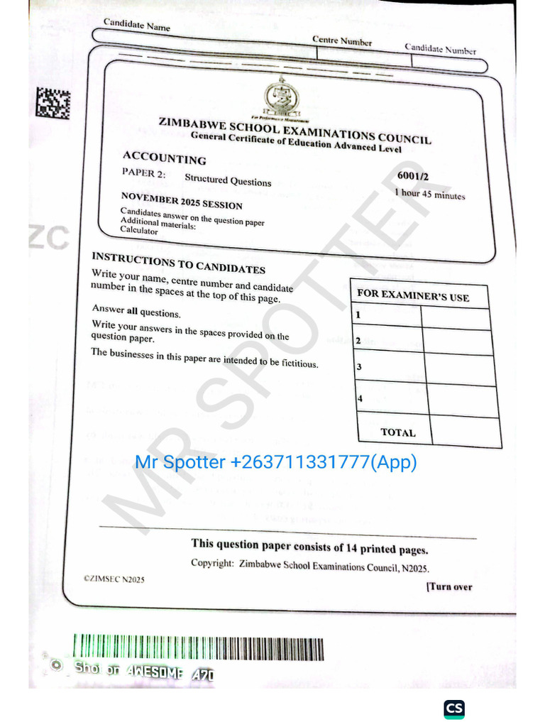 Acc a'Level n2025 Paper 2 | PDF