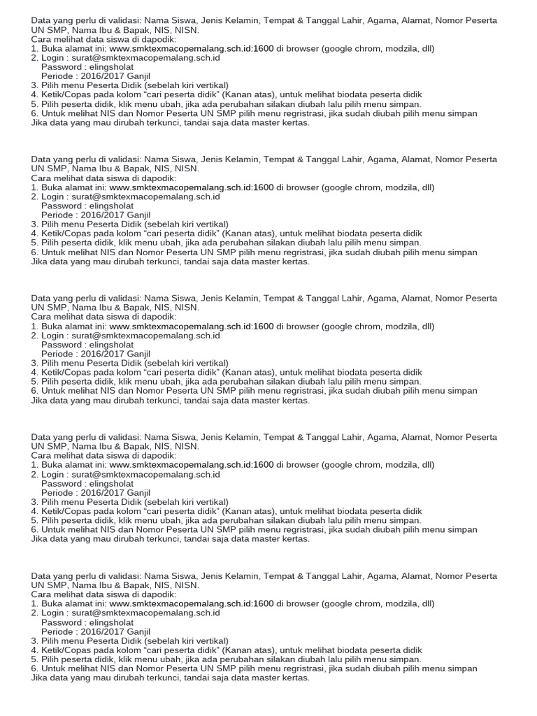 Data Yang Perlu Di Validasi | PDF