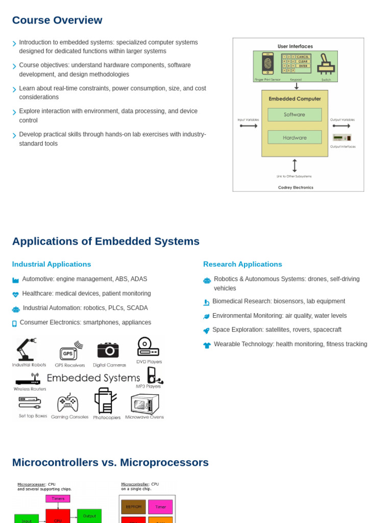 Embedded Systems Course Overview | PDF | Embedded System | Microcontroller