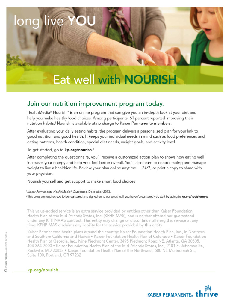 Join Kaiser Permanente's Nourish Program | PDF | Kaiser Permanente ...