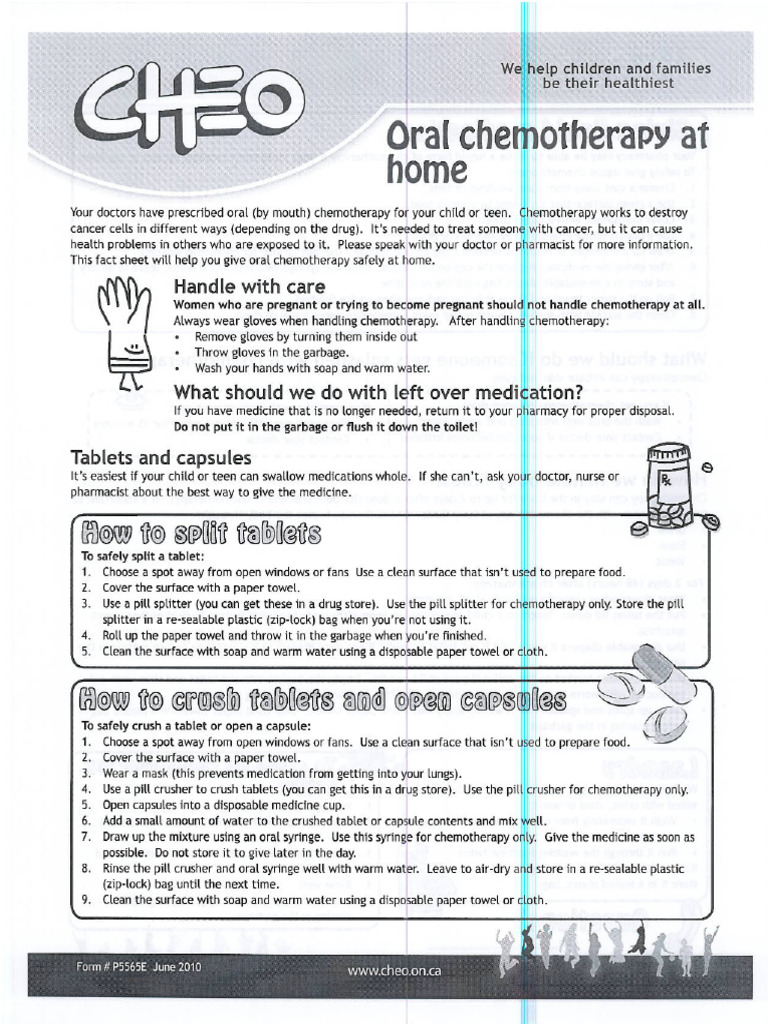 CHEO Oral Chemotherapy at Home Handout | PDF